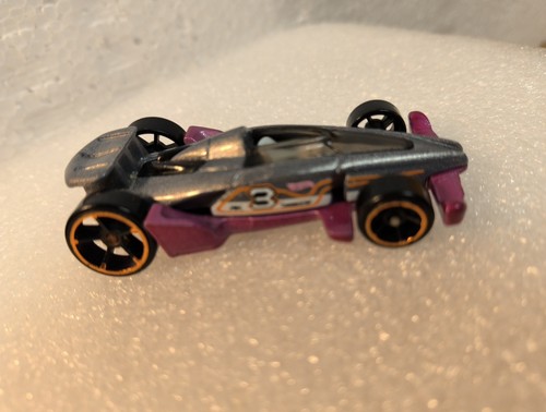 Hot Wheels 2014 Cfl02 Race car Pink And Grey Number 3 Orange line rims ...