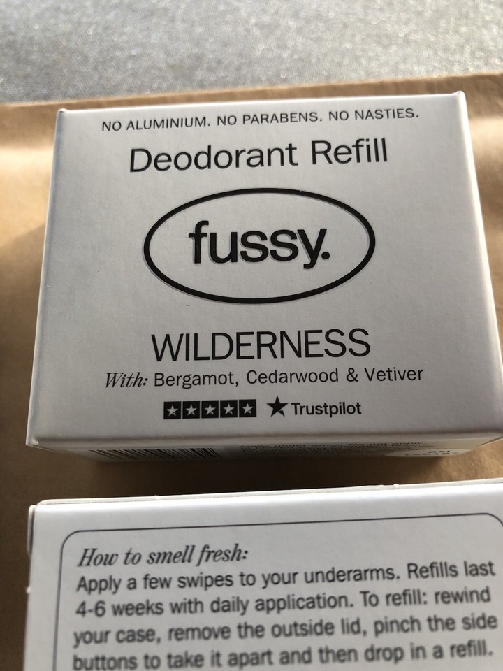 Fussy Natural Deodorant Wilderness 40g Refillable & 2 refills Eco ...