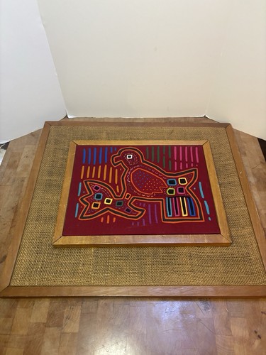 Vintage 70s Custom Framed Folk Art Mola Craft Guna Tribe Panama 18 X 15 ...