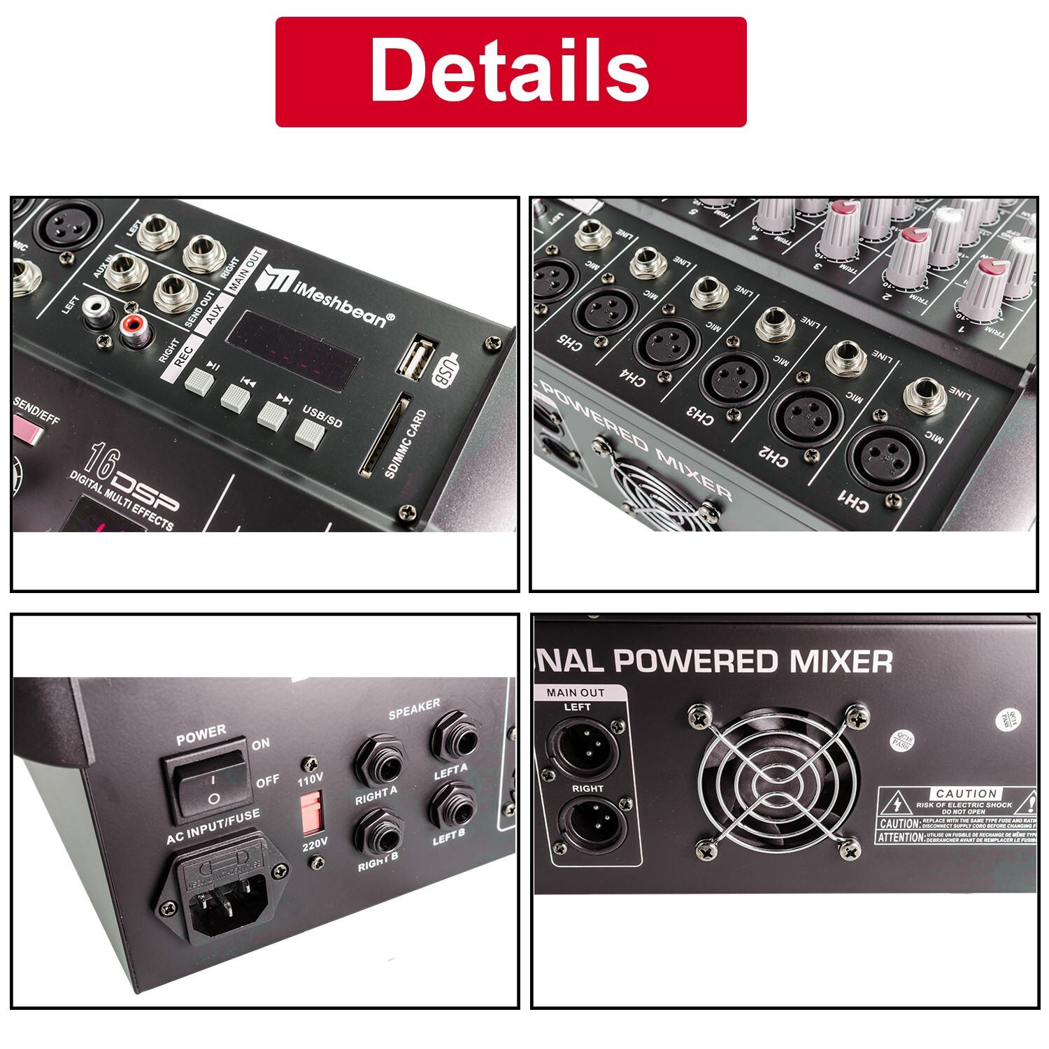 2000W 10 Channel Pro Power Mixer Audio Mixing Amplifier 16DSP w/USB 110 ...