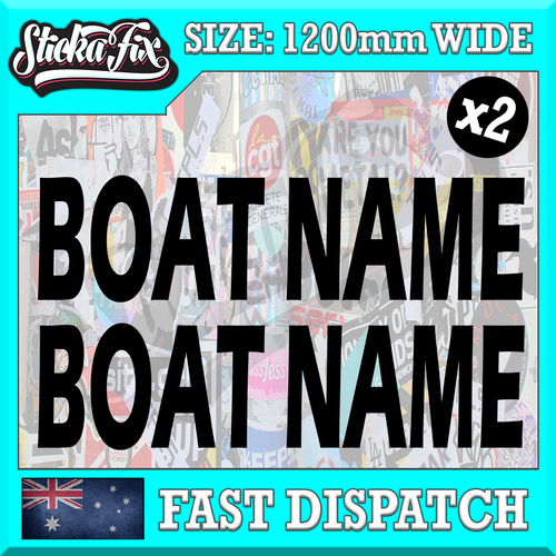 2x 1200mm Custom Boat Name Vinyl Stickers Personalised Jetski Tinny ...