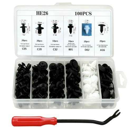 100PCS Box Set Bumper Fender Liner Push Type Retainer Clips for Nissan ...