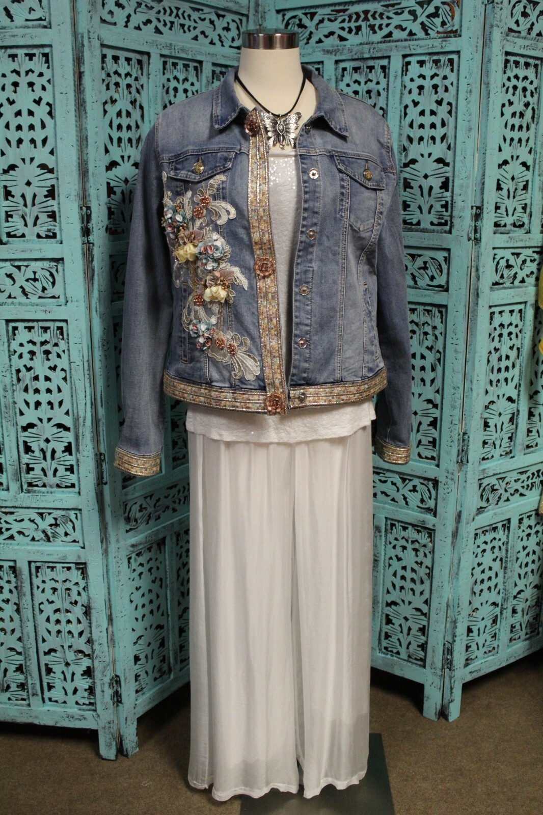 Italian Embellished Boho Denim Jacket Only | eBay