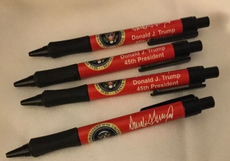 TRUMP INAUGURATION PEN (2) WHITE HOUSE & EAGLE SEAL GOLD SIGNED ...