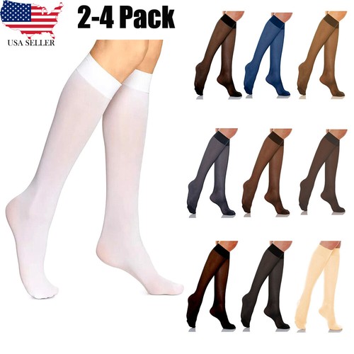 Women Ultra Sheer Knee High Stockings Nylon Stretchy 20 Den 2-4Pk | eBay