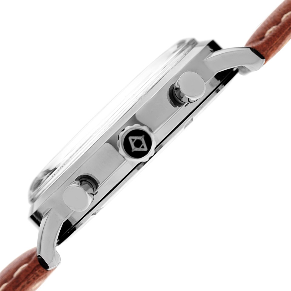 New Model Men's Akribos XXIV AK1023SSBR Chronograph Tan Leather Strap ...