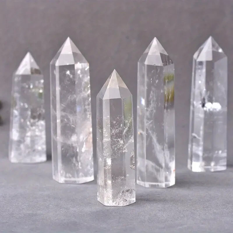 Natural Crystal Clear Quartz Transparency Hexagonal Prisms Obelisk Wand ...