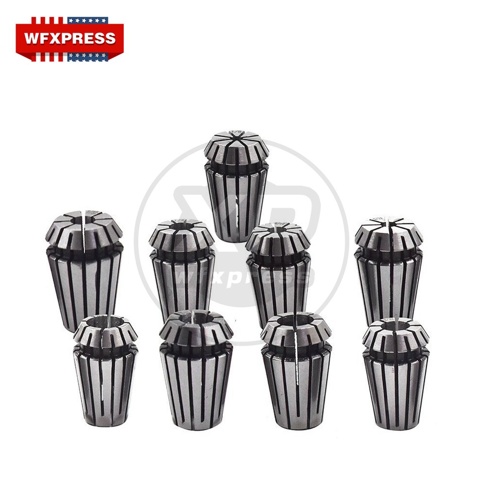 New 9Pcs ER16 Spring Collet Set For CNC Milling Lathe Tool Engraving ...