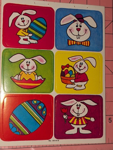 Vintage Dennison Stickers Easter Bunny Eggs 1 Sheet 80-819 | eBay