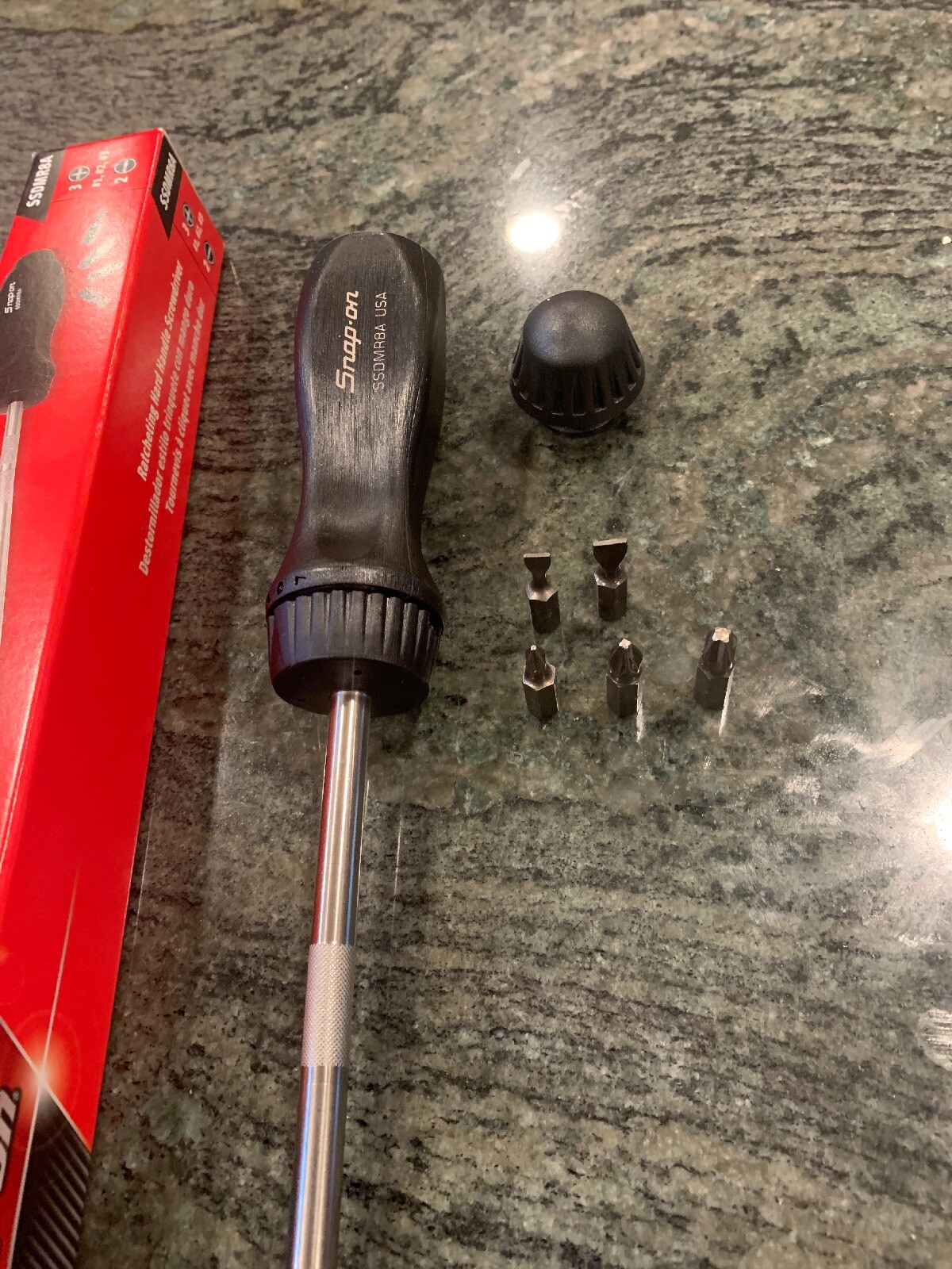 Snap On ssdmr8A 12-15/16" ratcheting magnetic long black screwdriver w ...