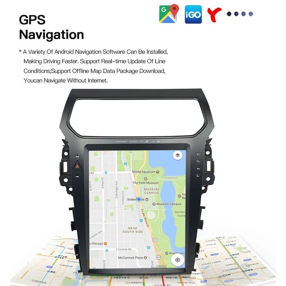 12.1" Tesla Style Car Radio Stereo For Ford Explorer 2011-2019 Android ...