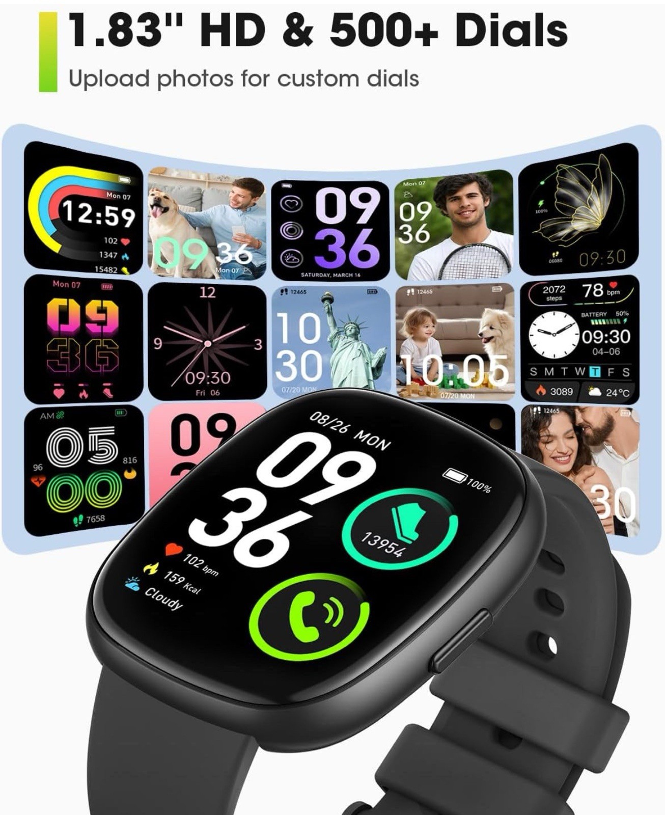 Smart Watch with Call - Heart Rate, SpO2, Sleep Monitor, 5ATM ...