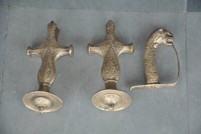 3 Pc Vintage Brass Handcrafted Engraved Fine Quality Sword Handles ...