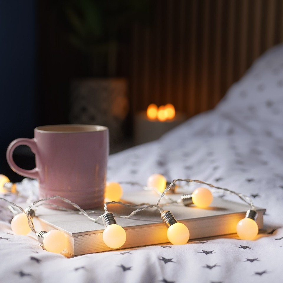 1.5m Mini Festoon Style Battery LED Clear Cable Bedroom Fairy String ...