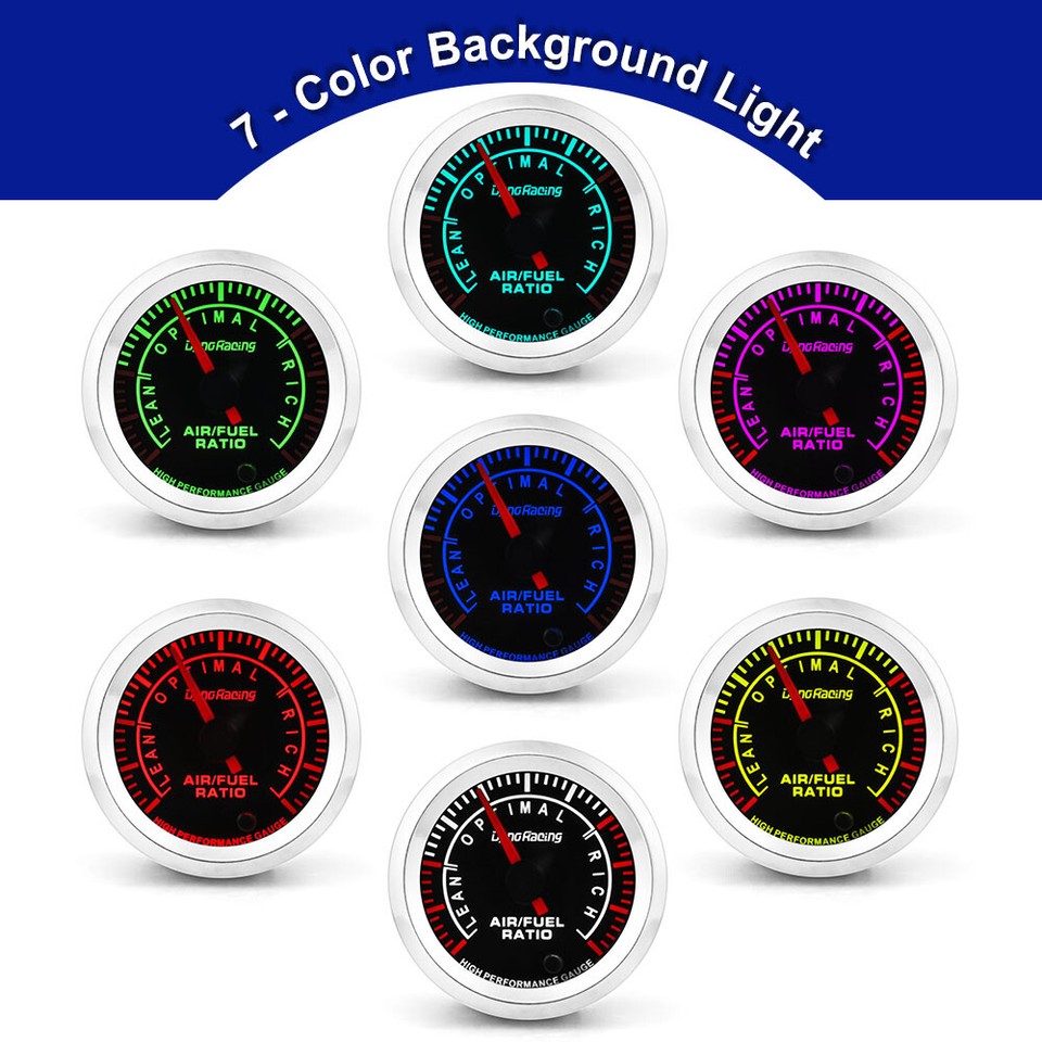 2" 52mm Universal Car 7 Colors Pointer Narrowband Air Fuel Ratio Gauge ...