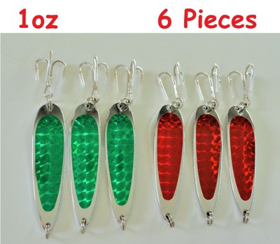 1oz casting 3 Green & 3 Red Holographic Crocodile Spoons Trolling ...
