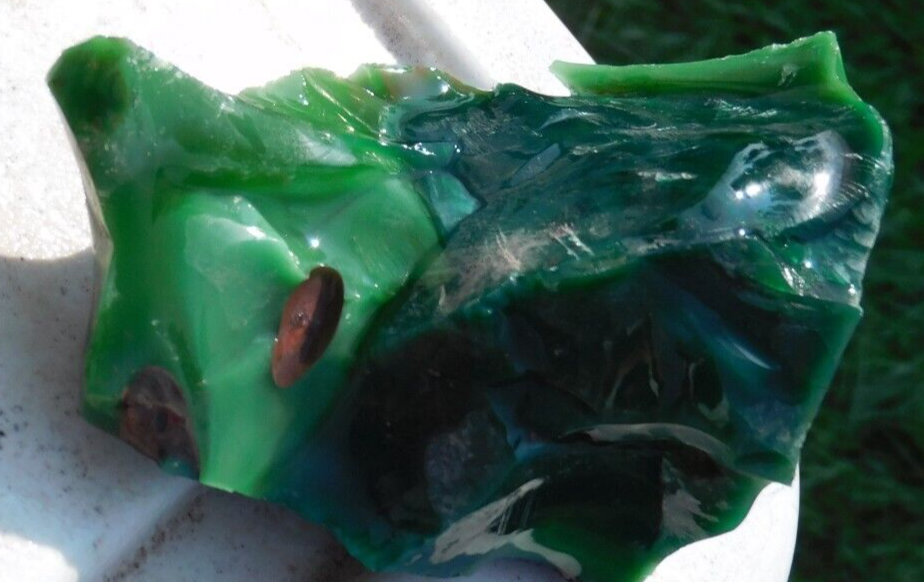 9.8oz Light/Dark Green Pretty Antique Recycled Slag Glass from ...