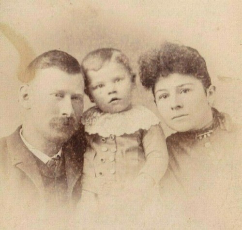 Vtg Cabinet Card Mother Daughter Father Meddaugh Studio Rushville ...