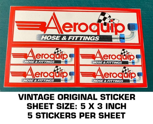 AEROQUIP HOSE & FITTINGS VINTAGE ORIGINAL STICKER DECAL SHEET - NASCAR ...