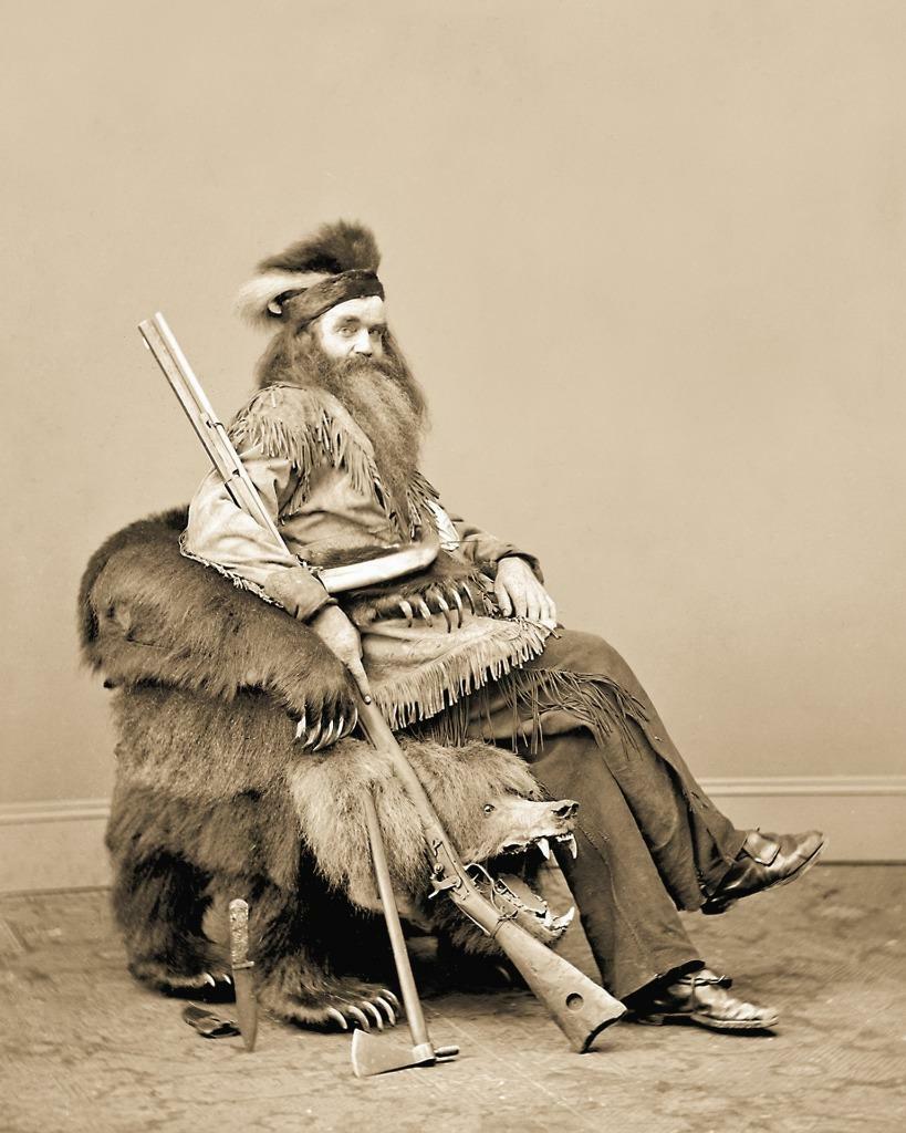 Antique Photo ... Hunter Seth Kinman in Grizzley Bear Chair ... Photo ...