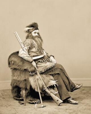 Antique Photo ... Hunter Seth Kinman in Grizzley Bear Chair ... Photo ...