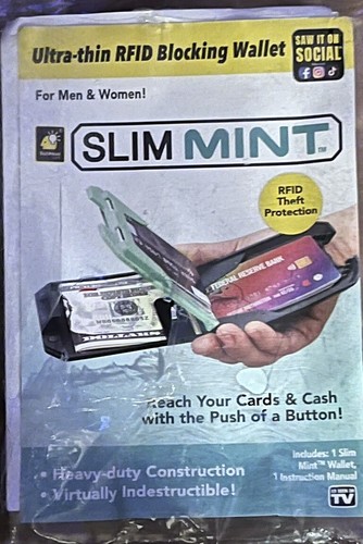 Slim Mint Wallet Ultra-Thin RFID Blocking AS SEEN ON TV ID Theft ...