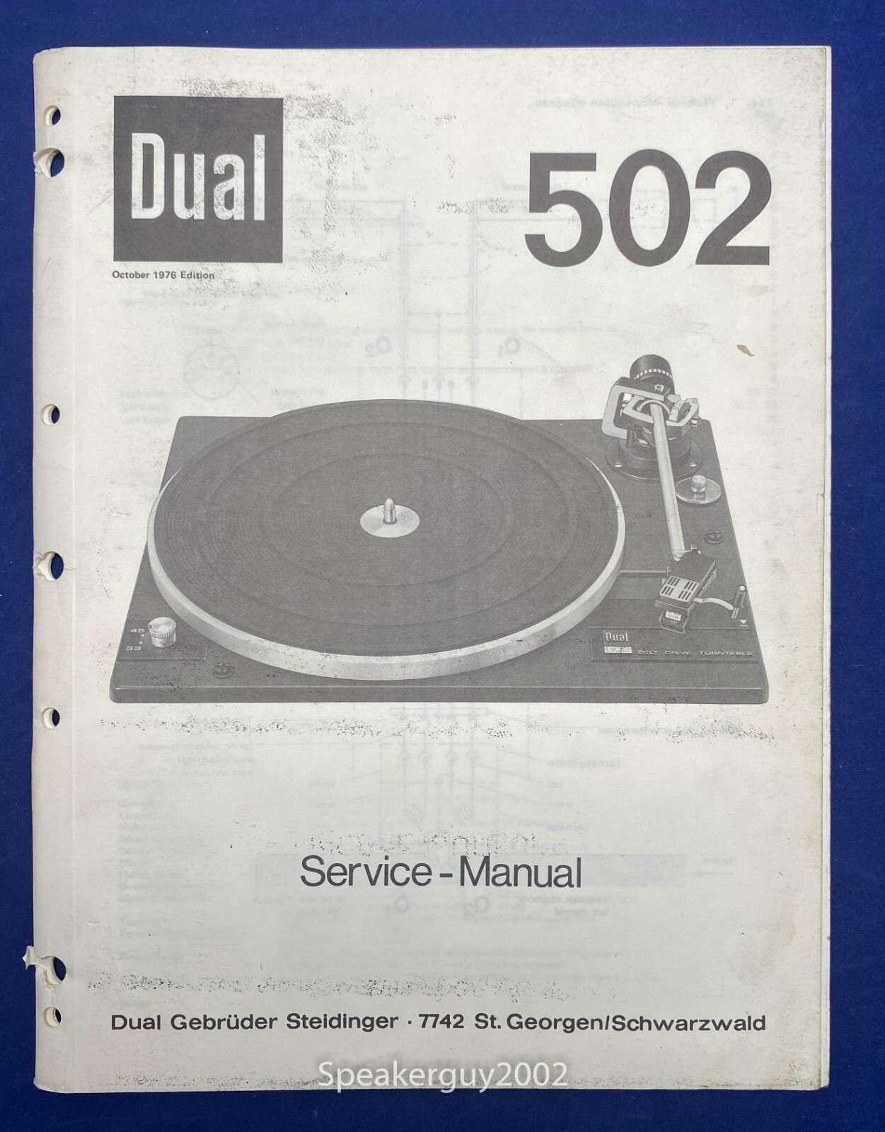 Original Dual 502 Turntable - Record Player Service Manual -- #2 | eBay
