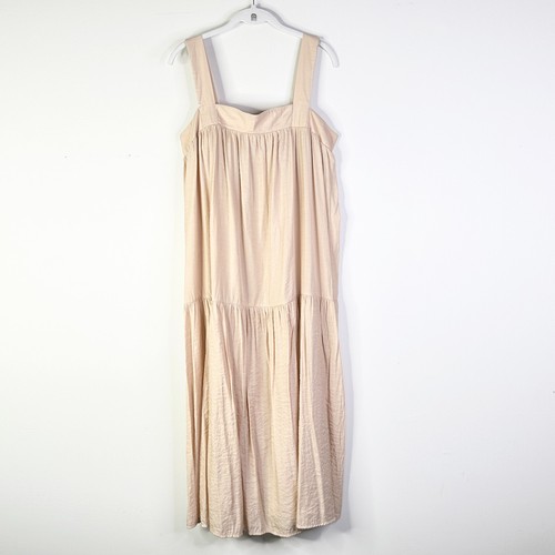 Mango Dress Women L Beige Strappy Midi Sundress Flowy Boho Cottage ...