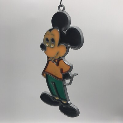 Vintage Mickey Mouse Disney Sun Catcher Stained Glass Ornament 5 ...