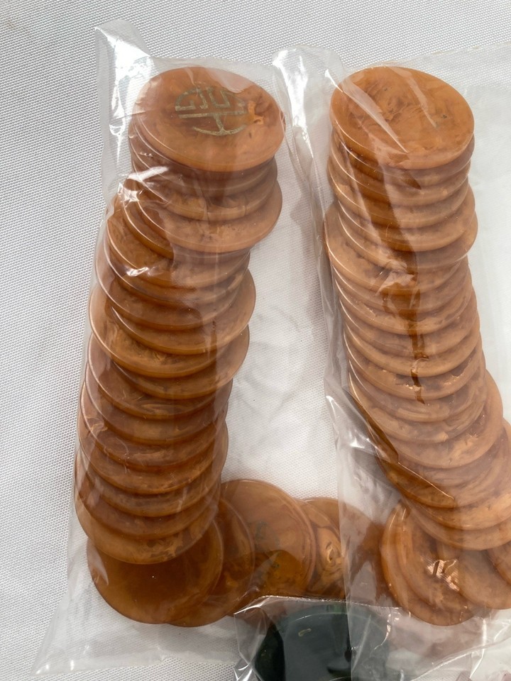 Vtg Art Deco Bakelite Poker Chips 100 Butterscotch Red Green swirl ...