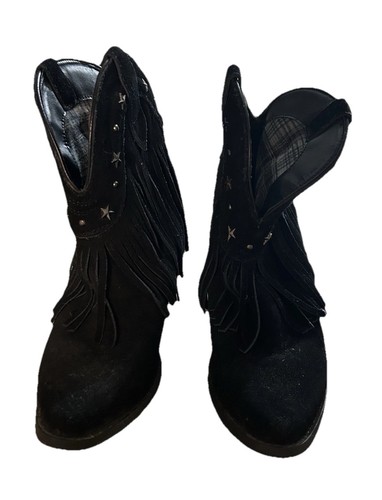Very Volatile Women’s Size 8 Black Suede Fringe Western Booties | eBay