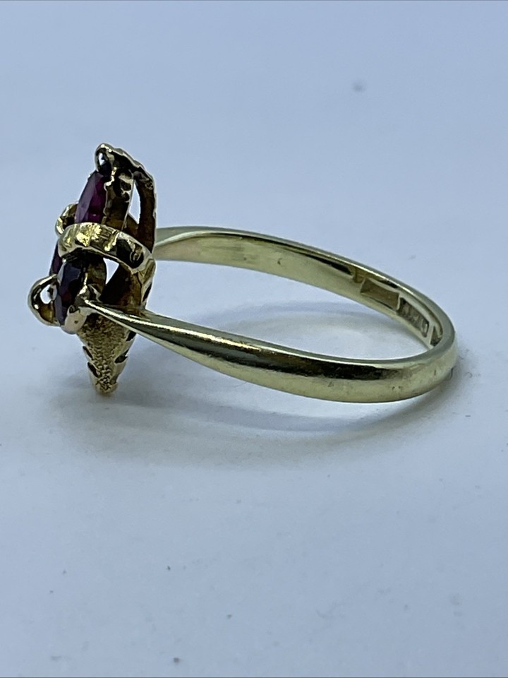 Ladies Ring Solid 15K Yellow Gold Rhodolite Garnet FACE HEAD VINTAGE ...