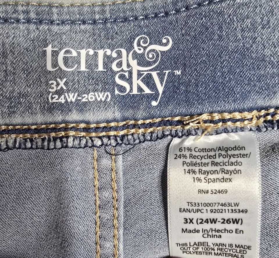 New Terra & Sky Women’s Plus Pull On Jeggings High Rise Skinny Leg 3X ...