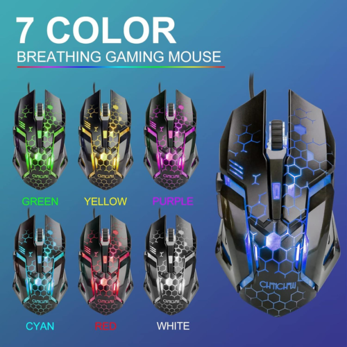 CHONCHOW Light Up Keyboard and Mouse Combo, Full Size RGB Gaming Main ...