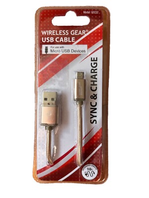 WIRELESS GEAR SYNC & CHARGE 10' CABLE Fabric USB Model G0232 | eBay