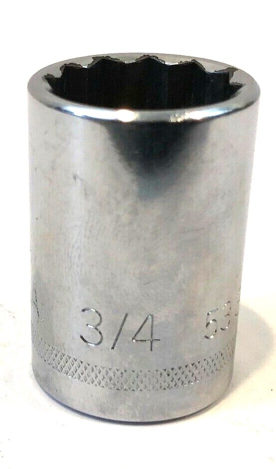 Vintage Easco US 1/2" Drive 12 Point 3/4" Socket Part #53 3124 Made in ...