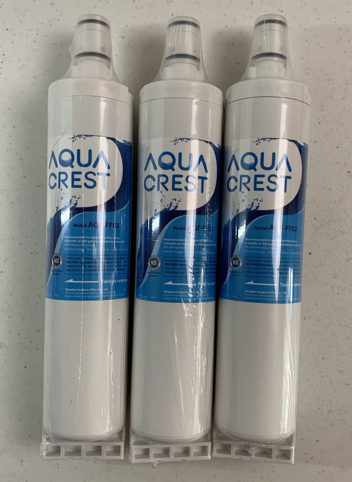 Pack Of 3 AquaCrest Model AQF-FF02 Refrigerator Water Filters Brand New ...