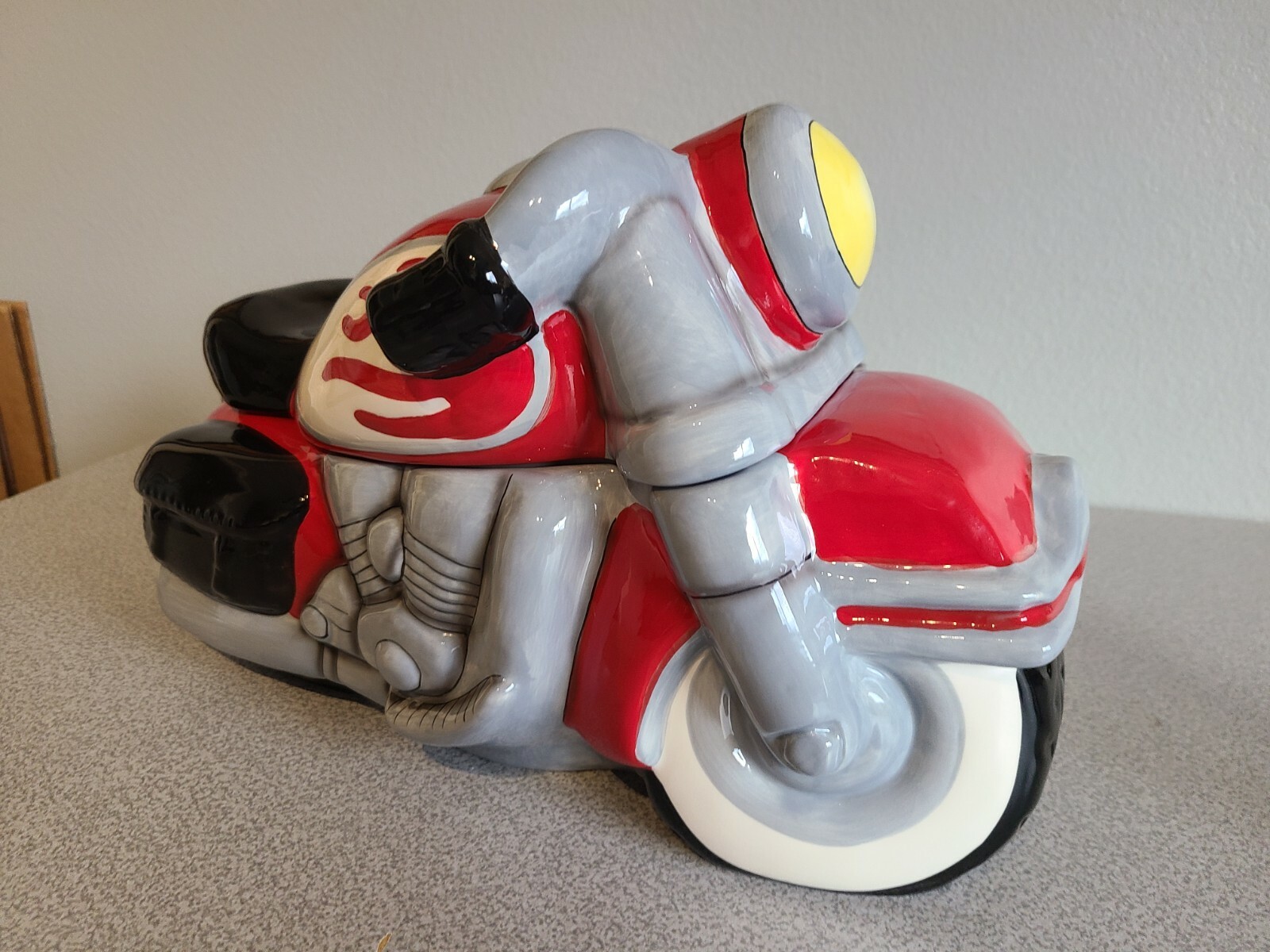 Motorcycle Cookie Jar With Biker Salt and Pepper Shakers Harley Riders ...