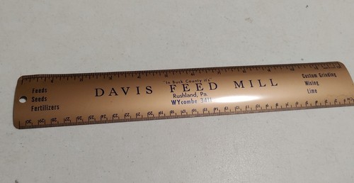 Vintage Davis Feed Mill Rushland PA Advertising Metal Ruler | eBay