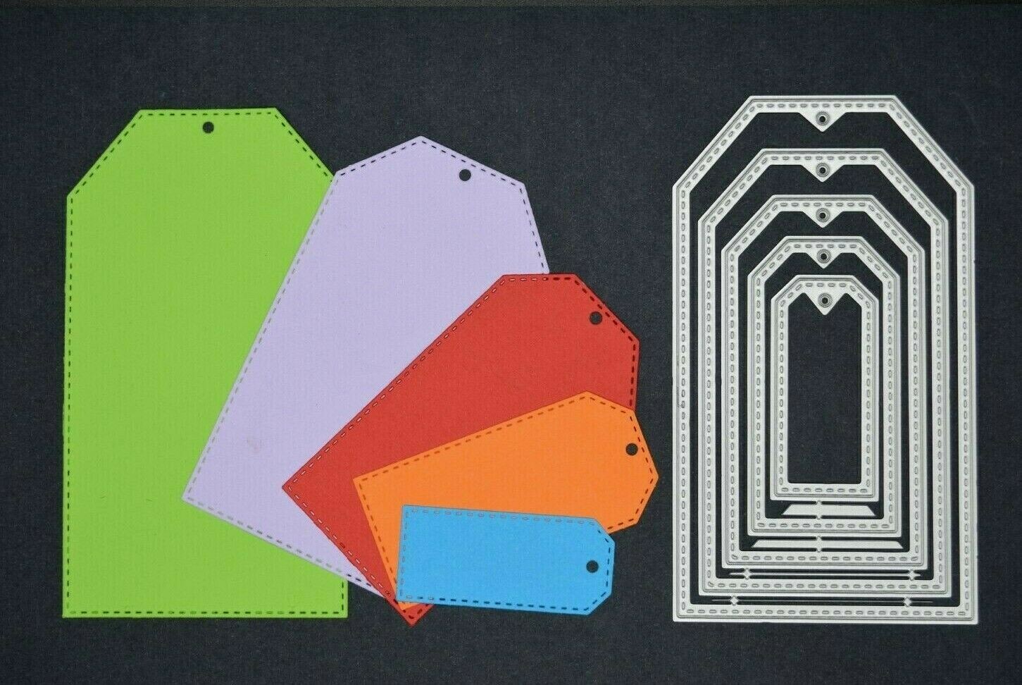5 Tags Metal Cutting Dies With Stitch Pattern, Crafts Card Making *UK ...