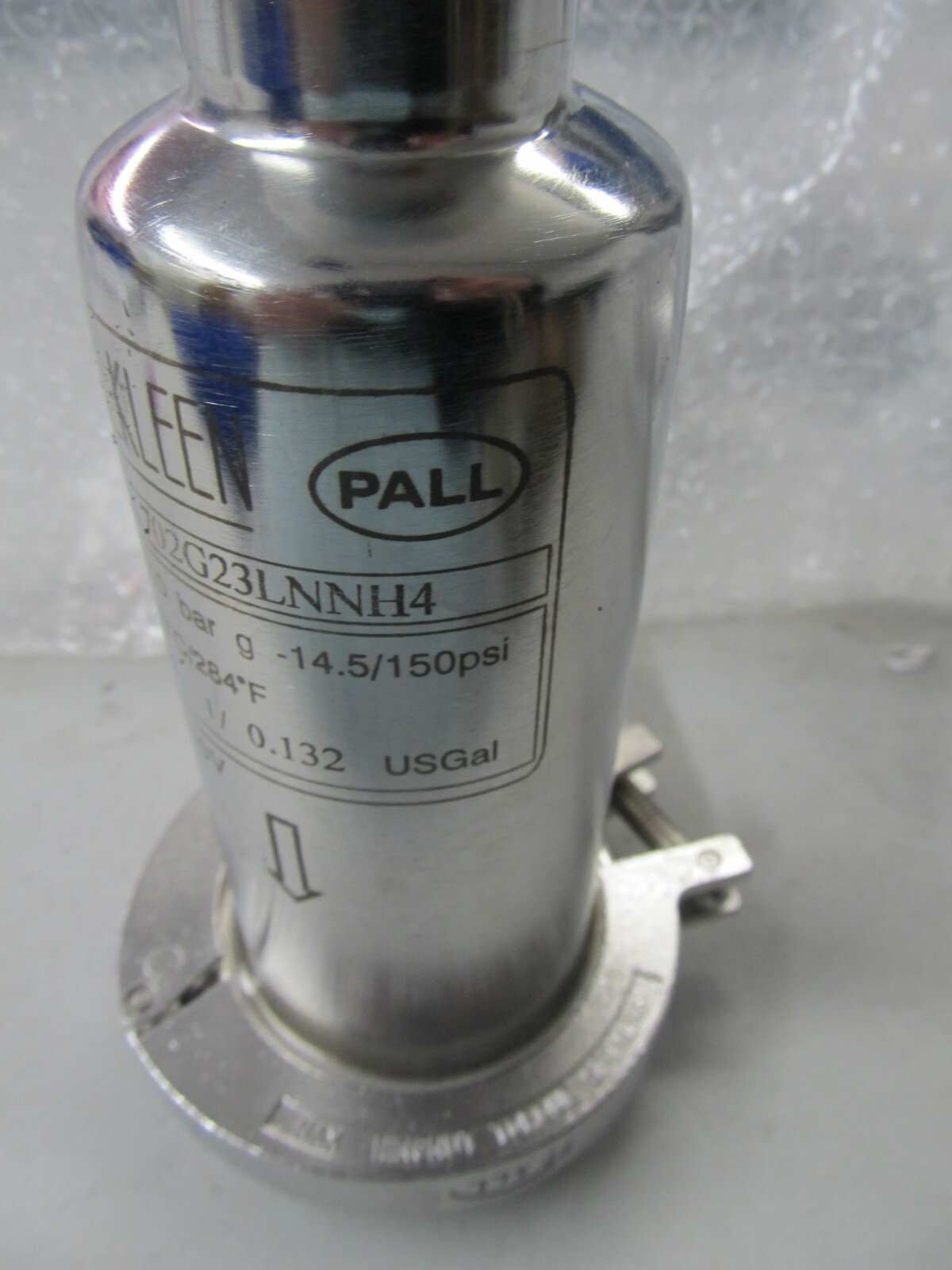 Pall 6" Filter Housing, 1.5"TC X 1.5TC 316L, ZLK702G23LNNH4, New Unused ...