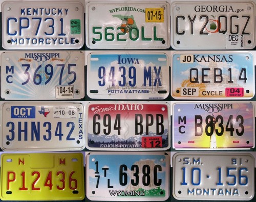Various states AMERICAN MOTORCYCLE LICENSE PLATE some rough some nice # ...