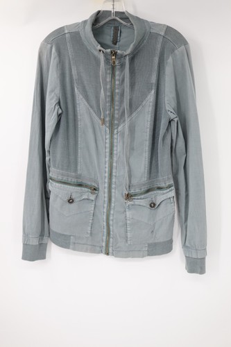 XCVI jacket women's Medium full zip two tone pockets cotton blend ...