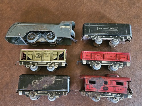 Prewar Marx Mercury Grey Locomotive With Early Joy Line Freight Cars | eBay