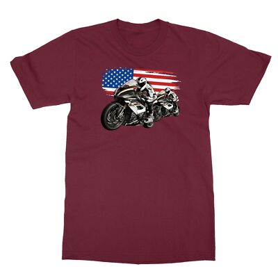 Motorcycle Racing US Flag Men's T-Shirt | eBay