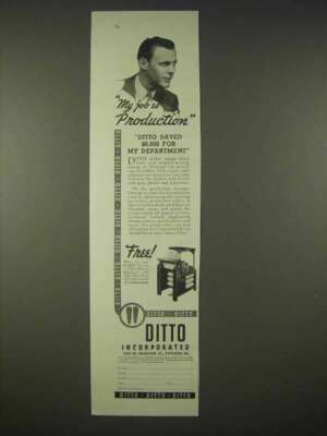 1935 Ditto Copy Machine Ad - My Job is Production | eBay