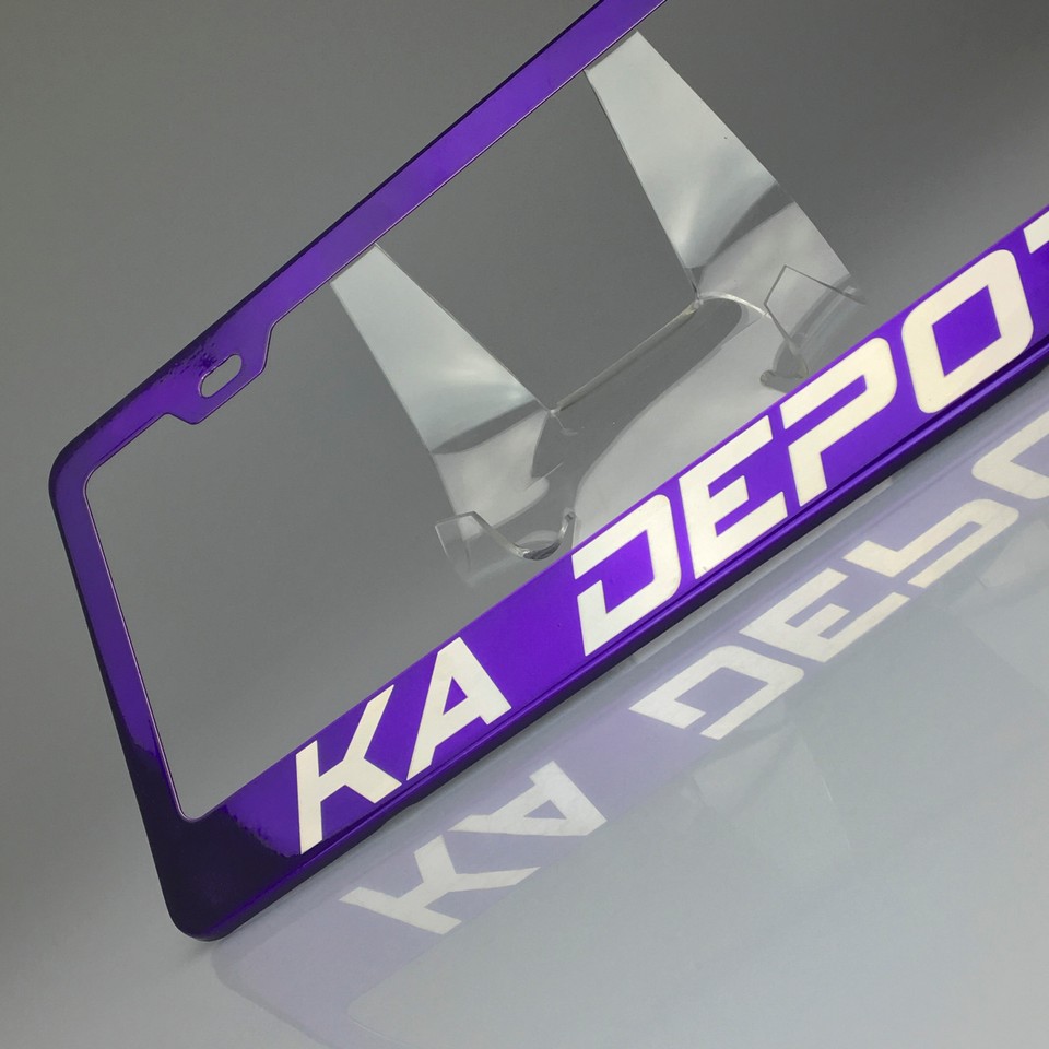 Powder Coated Candy Purple Customize License Plate Laser Engraved Frame ...