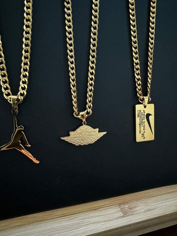 Nike Necklace / Jordan Necklaces - 5mm Cuban - 22" Gold Chain - Jumpman ...