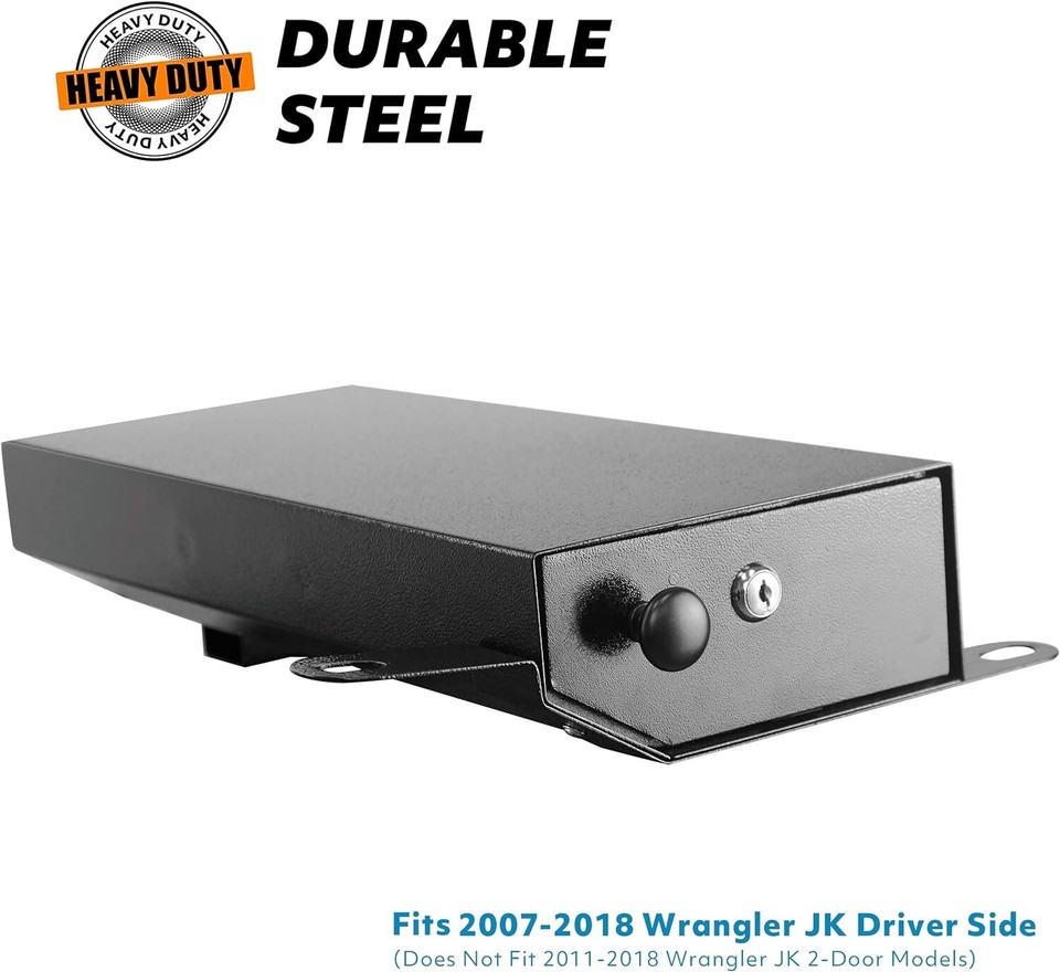 2007-2018 Jeep JK 4x4 Locking Under Seat Storage Lock Box Security Box ...