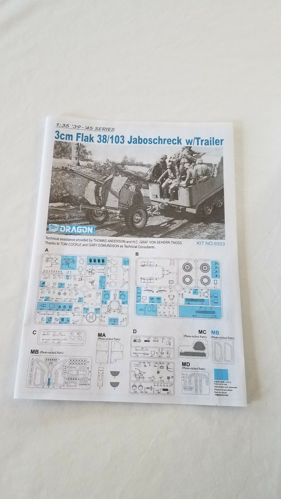 Hasegawa Dragon 1/35 3cm Flak 38/103 Jaboschreck W / Trailer for sale ...